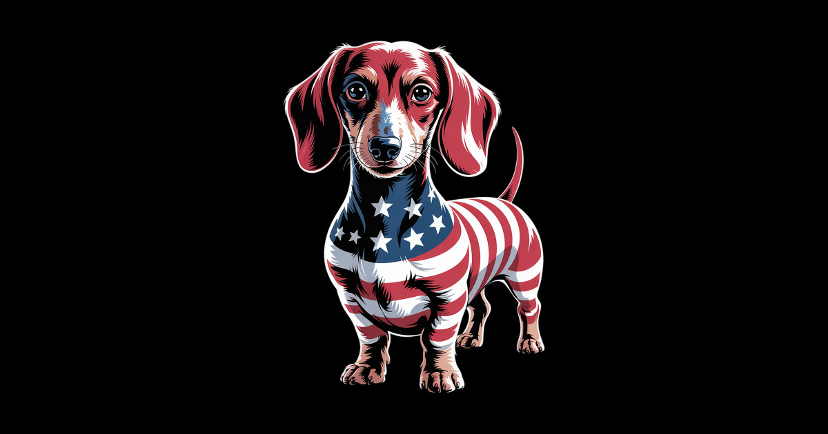 Dachshund Dog 4Th Of July American Flag - Dachshund Dog - Magnet ...
