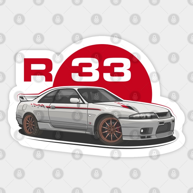 R33 – JDM Legend | Red Circle Edition - R33 - Sticker | TeePublic