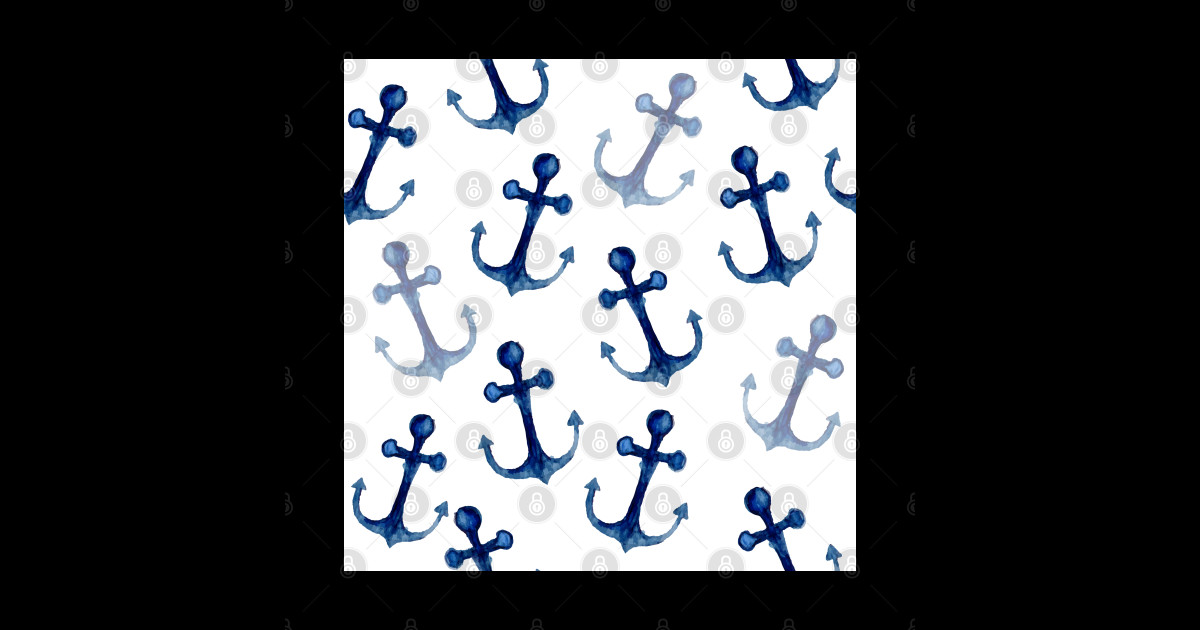 Watercolor Nautical Anchors | Pattern | Navy - Nautical - Sticker ...