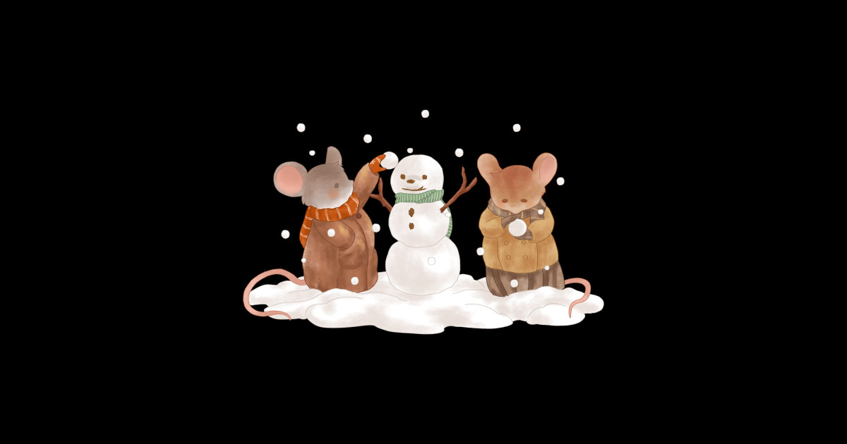 Snowy Winter Cottagecore Mice Building a Snowman - Buillding Snowman ...
