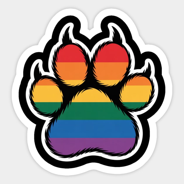 Rainbow Pride Furry Dog Paw Print LGBT - Rainbow Pride Furry Dog Paw ...