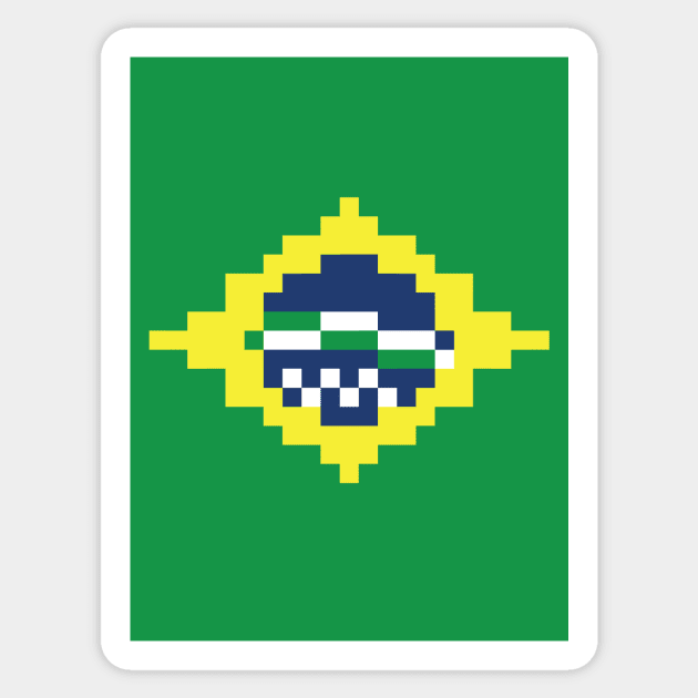 Brazilian Flag - Pixel Art - Flag Of Brazi - Sticker | TeePublic