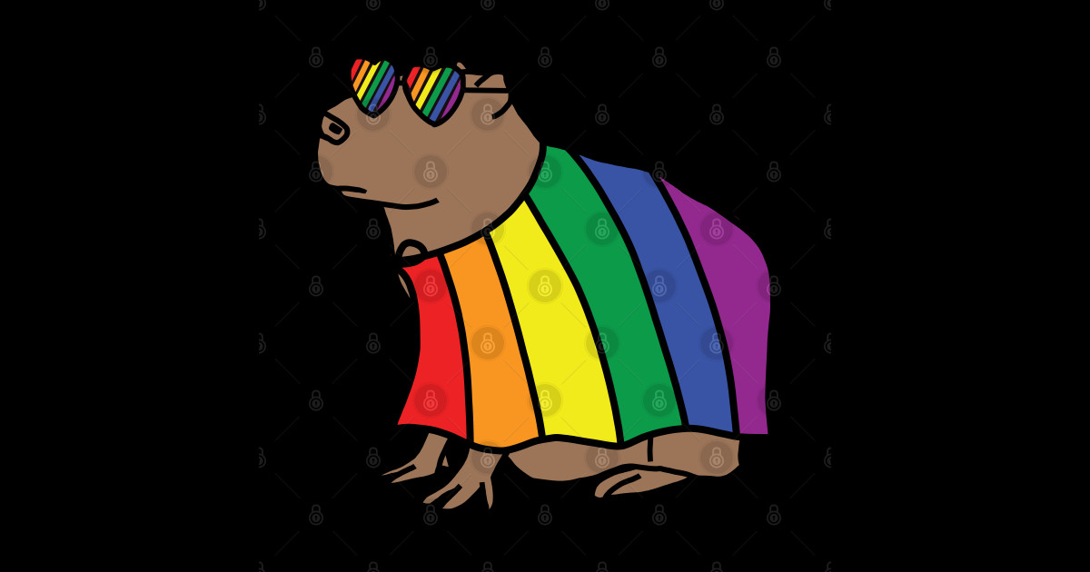 Cool Capybara in Pride Cape - Pride - Sticker | TeePublic
