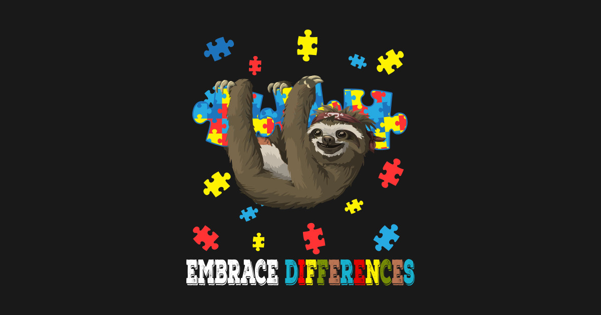 Sloth Puzzle Piece Autism Awareness - Autism Awareness - T-Shirt ...