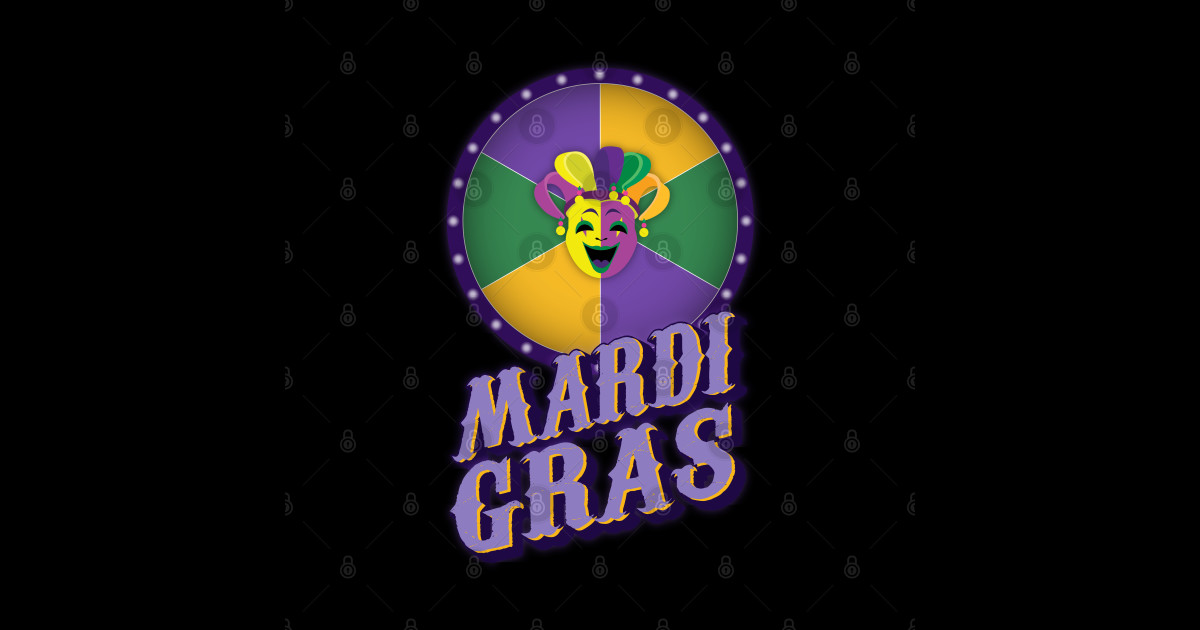 Mardi Gras Wheel Spin Mask 3D Text - Mardi Gras - T-Shirt | TeePublic