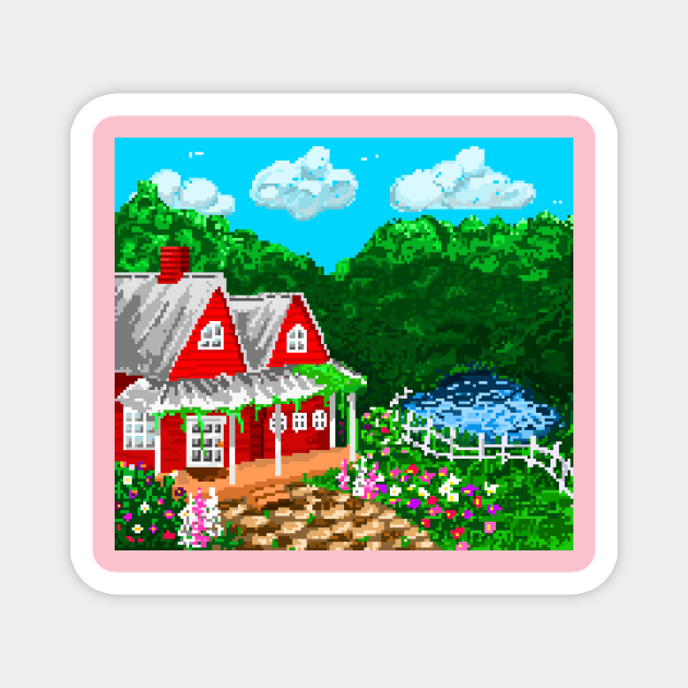Cottagecore pixel art Farmhouse - Cottagecore - Magnet | TeePublic