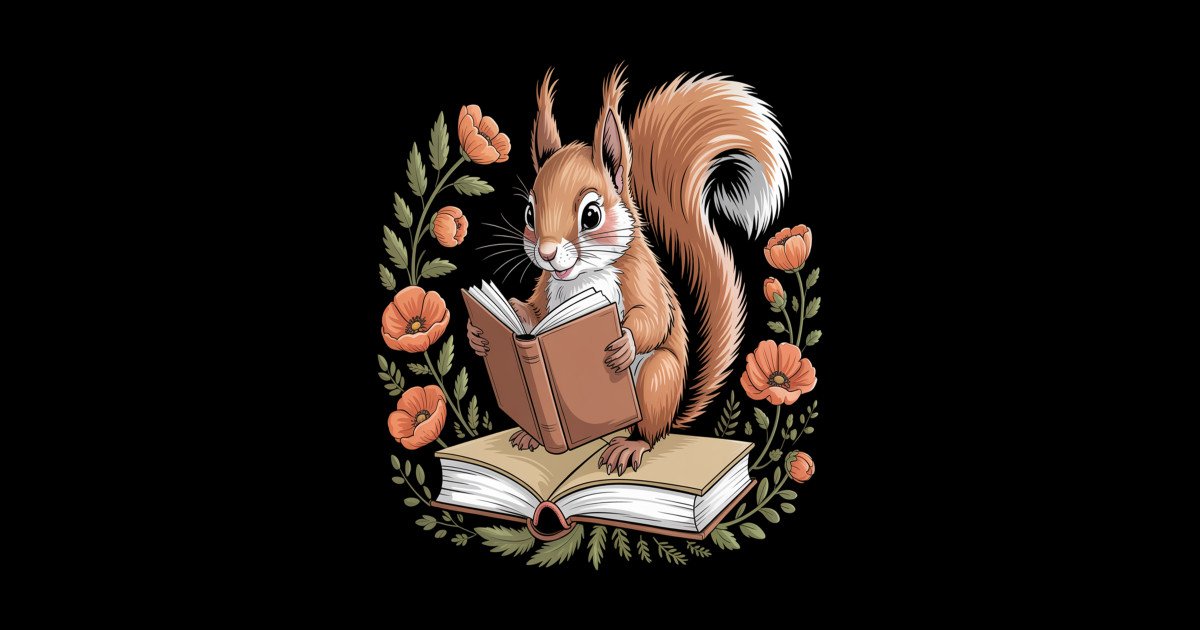 Squirrel Reading - Squirrel Reading - Sticker | TeePublic