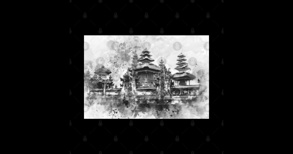 Silent Reverence: Black and White Temple - Buddist - Posters and Art ...