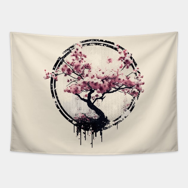 Vintage Japan cherry blossom tree - Cherry Blossom Art - Tapestry ...