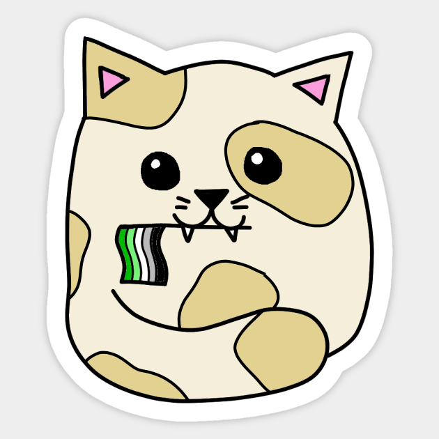 aromantic pride flag cat - Pride Flag - Sticker | TeePublic