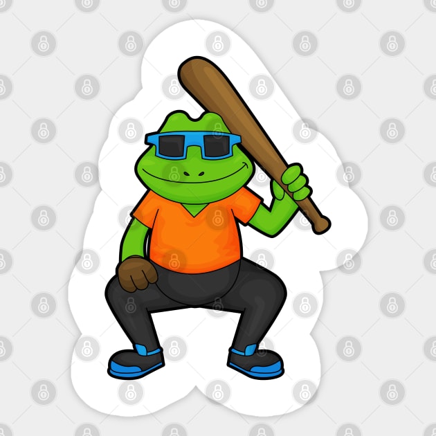 frog playing baseball