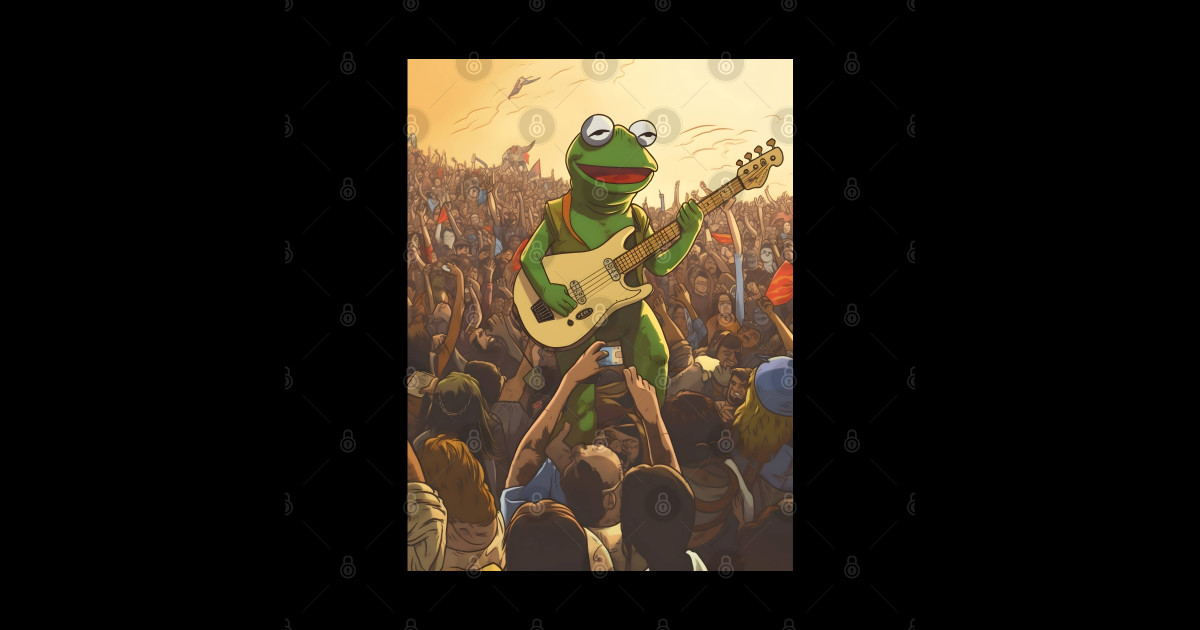 Pepe playing guitar - Pepe - Sticker | TeePublic