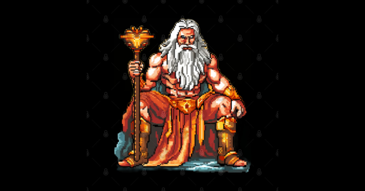 Zeus Pixel Art - God of Olympus - Zeus God - Sticker | TeePublic