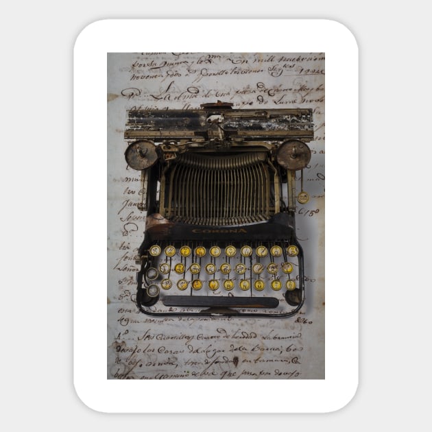 Old Typewriter And Handwritten Letter - Typewriter - Sticker | TeePublic