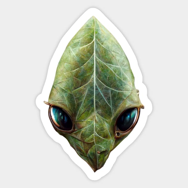 Alien in Leaf - Plants - Sticker | TeePublic
