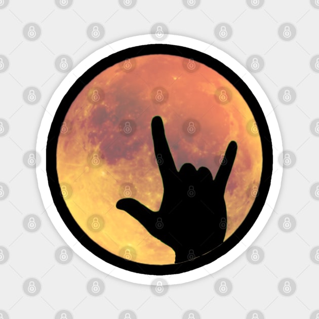 Full Moon with I Love You ASL Sign Language Hands Silhouette - I Love ...
