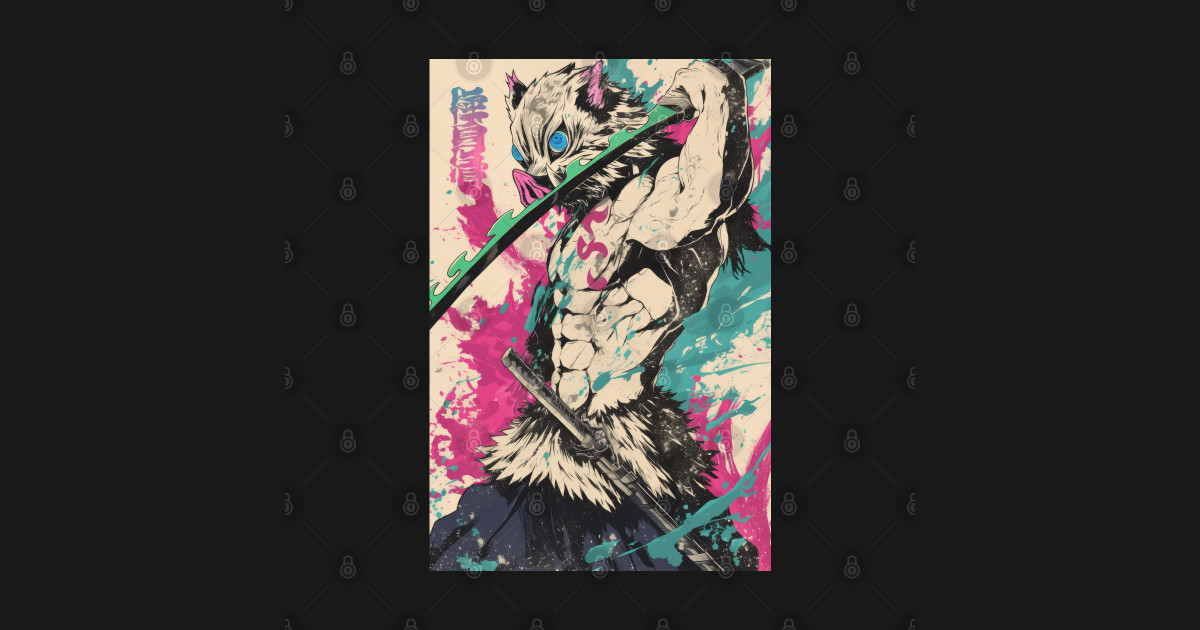 Inosuke Neon Vintage Poster - Demon Slayer Kimetsu No Yaiba - T-Shirt ...