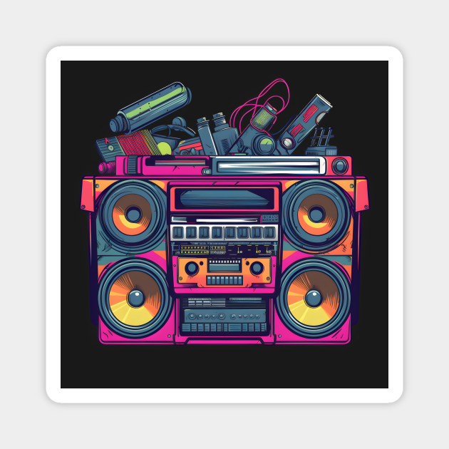Ghetto Blaster Boom Box 80s Hip-Hop Stereo - Boombox - Magnet | TeePublic