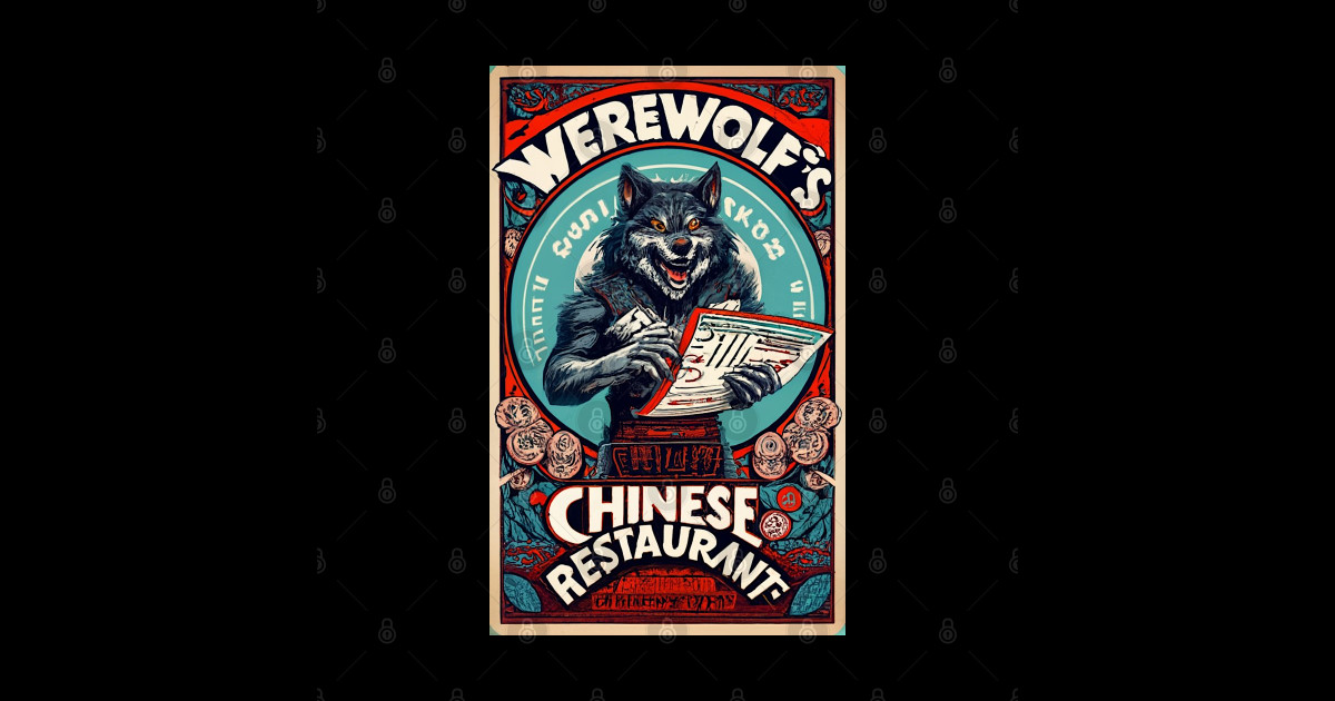 Werewolf's Chinese Restaurant - Design 2 - Werewolf - Sticker | TeePublic
