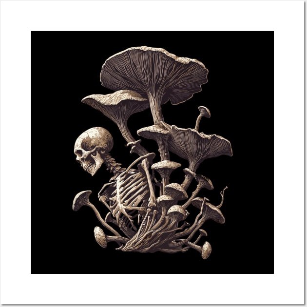 Vintage spooky Botany mushroom skeleton - Skeleton - Posters and Art ...