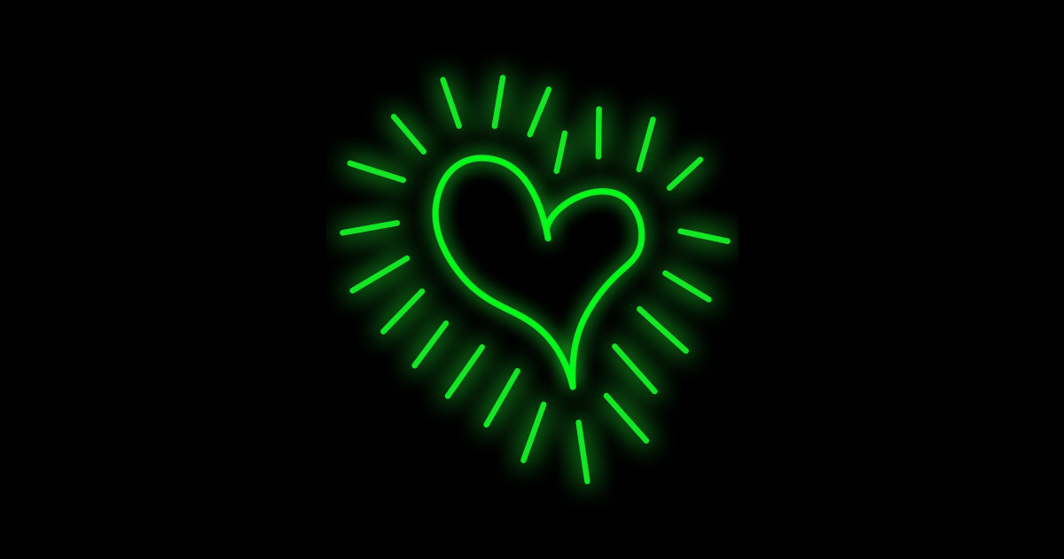Neon Green Heart - Green Heart - Sticker | TeePublic