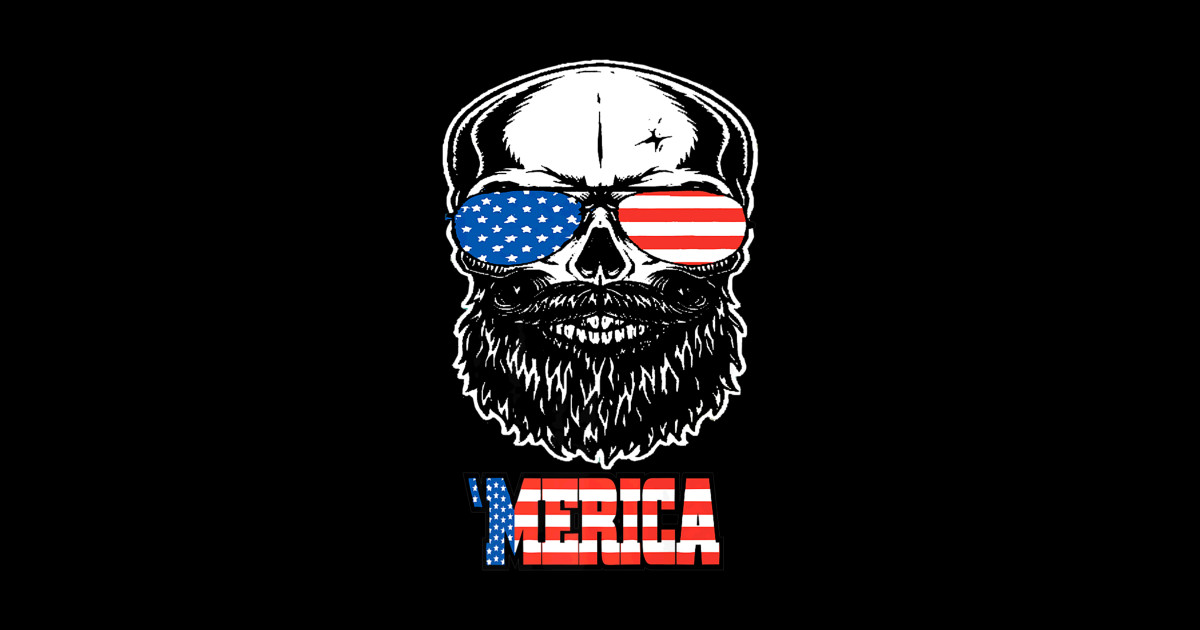4th of July Merica Bearded Skull - Skull - Sticker | TeePublic