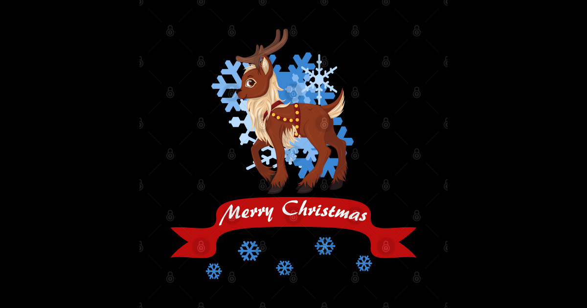 Merry Christmas Reindeer - Christmas - Sticker | TeePublic