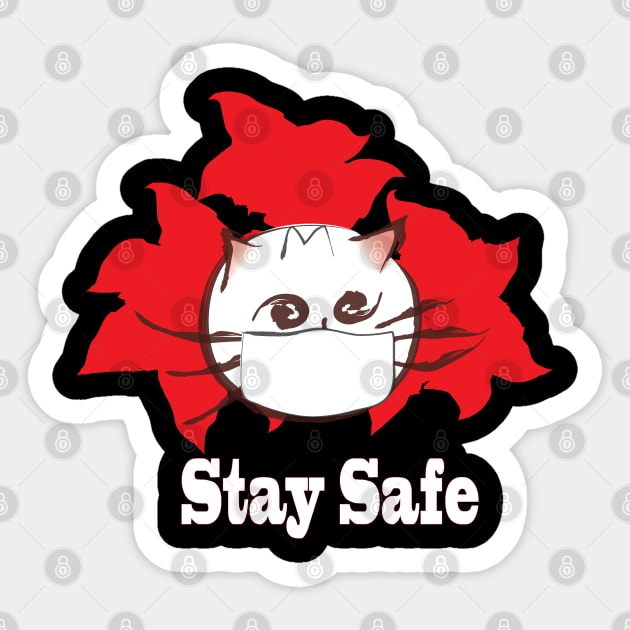 Stay Safe cute cat - Stay Safe Stay Home - Sticker | TeePublic