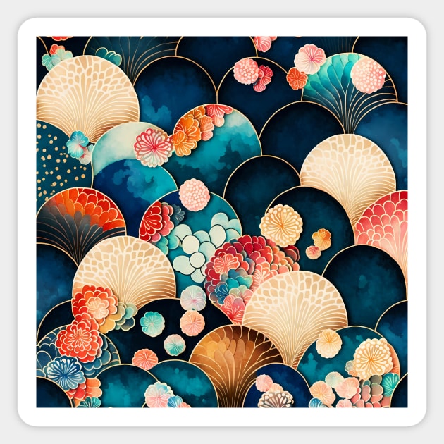 Japanese scale kimono pattern - Japanese - Sticker | TeePublic
