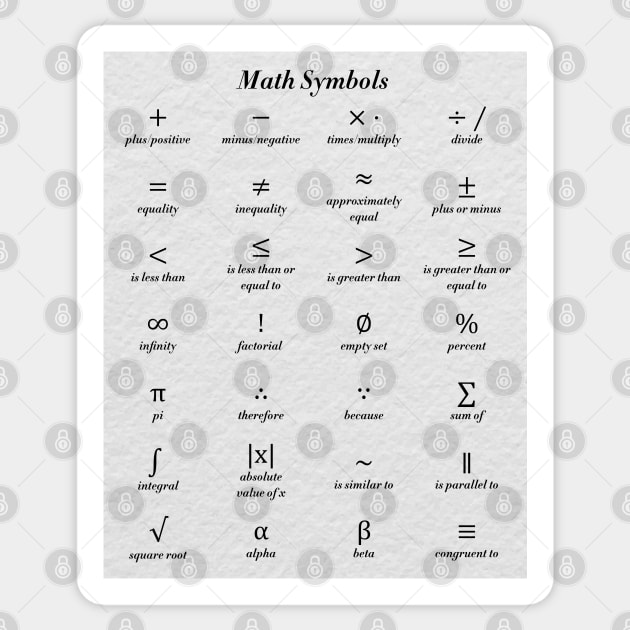 Math Symbols - Maths Symbols - Sticker | TeePublic