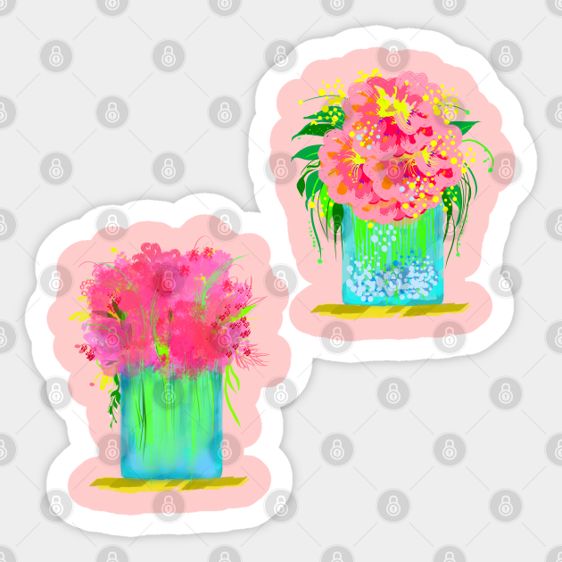 Flower Vases - Flowers - Sticker | TeePublic