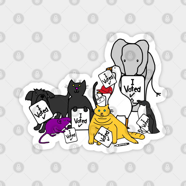 Animals Vote with Voted Signs - Voted - Magnet | TeePublic