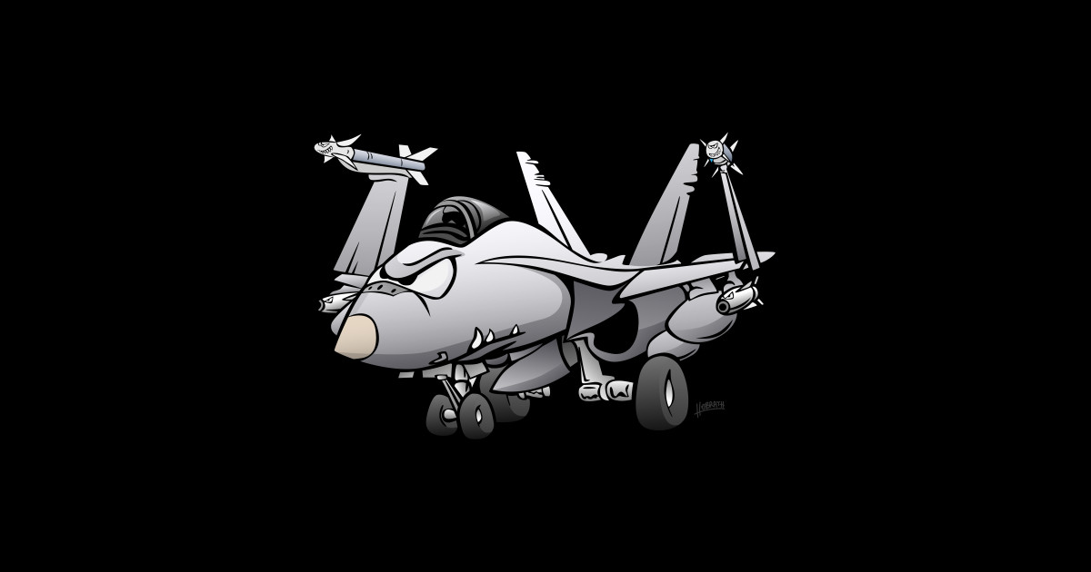 F/A-18 Hornet Fighter Jet Airplane Cartoon - F 18 - Sticker | TeePublic
