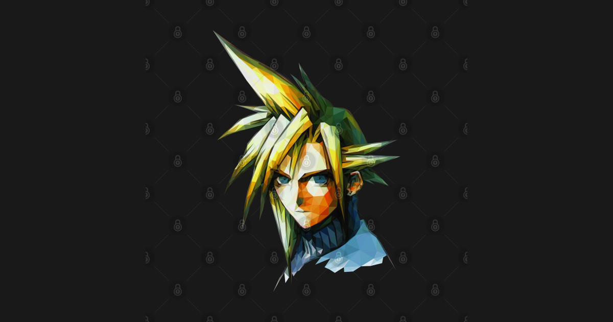Cloud Strife Low Polygon - Cloud Strife - T-Shirt | TeePublic