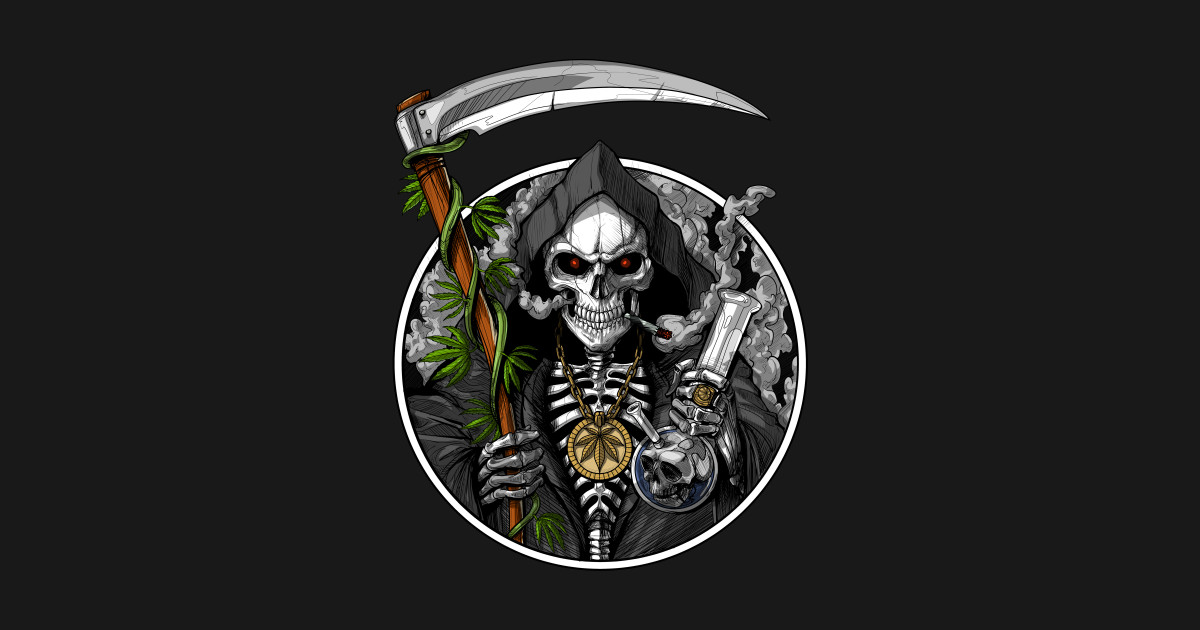 Grim Reaper Weed Stoner - Skeleton Weed - T-Shirt | TeePublic