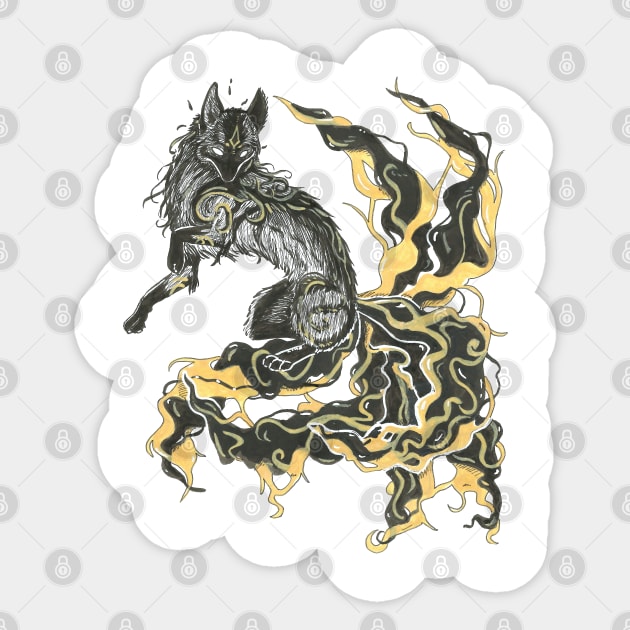 Flaming Kitsune - Fox - Sticker | TeePublic