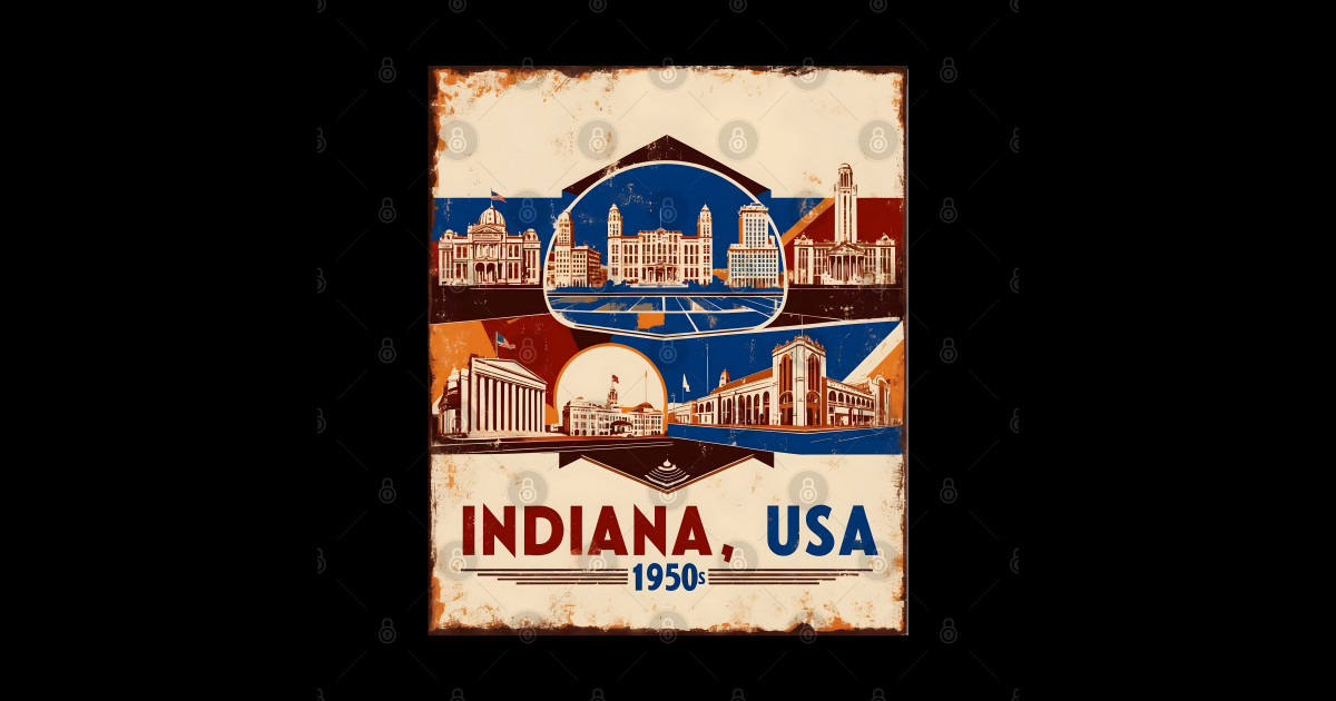 Indiana USA Vintage 1950s Tourism Travel - Indiana State - Sticker ...