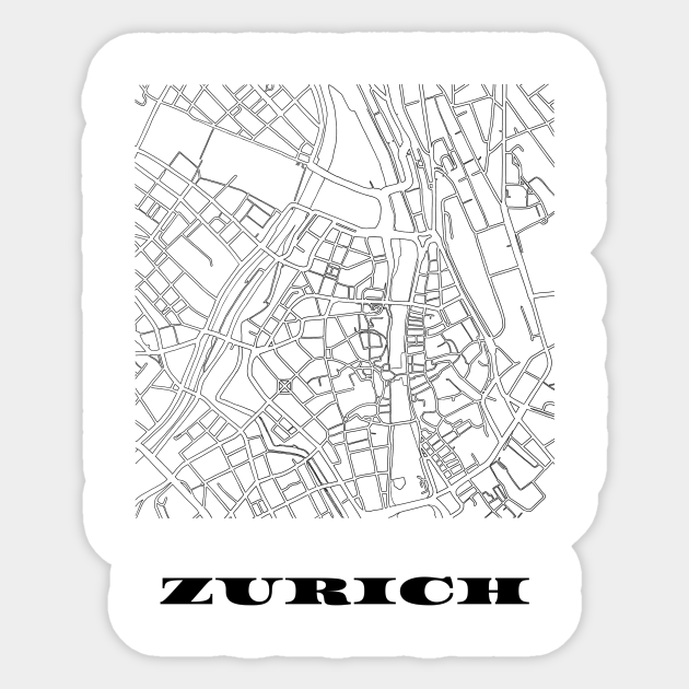 Map of Zurich, Switzerland Minimalist Line Drawing - Map Of Zurich ...