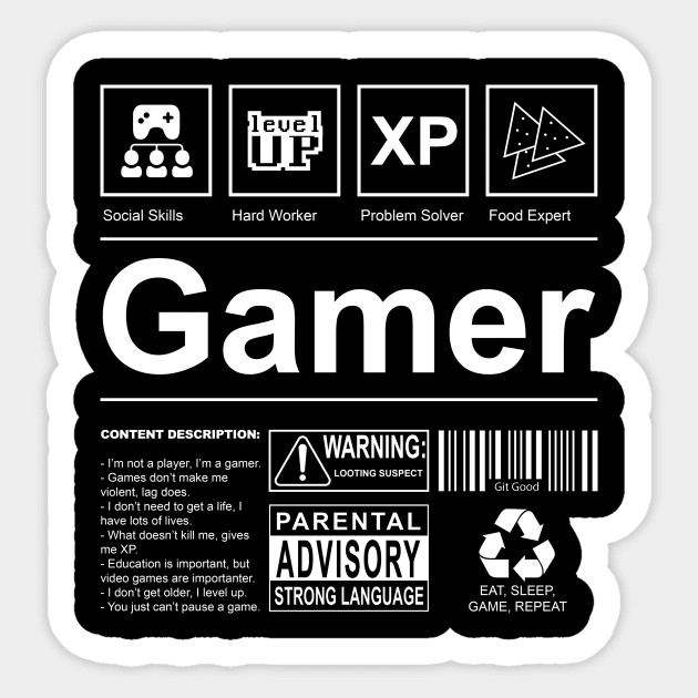 Gamer Label - Gamer - Sticker | TeePublic