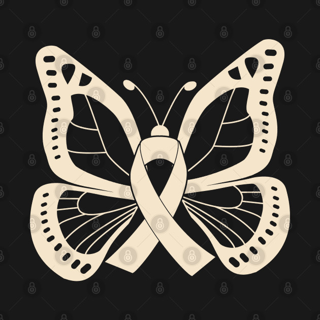 Cream Butterfly Awareness Ribbon - Cream Awareness Ribbon - T-Shirt ...