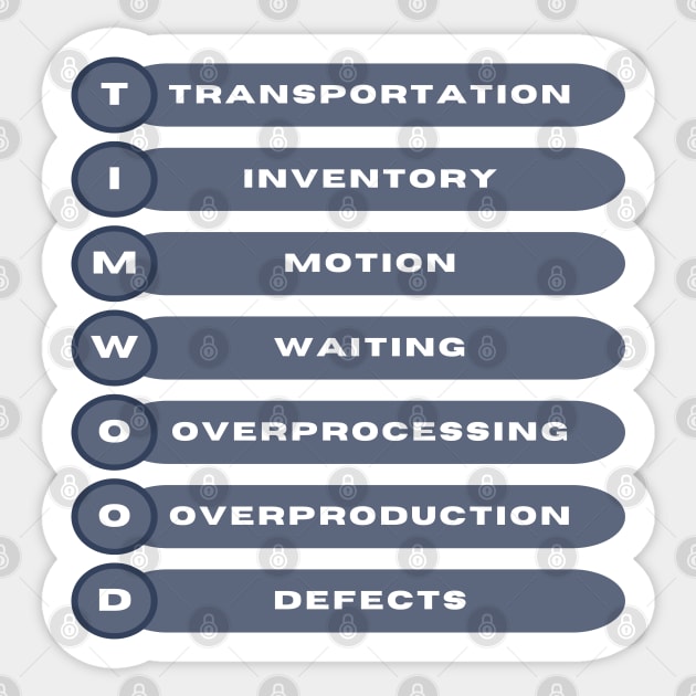 TIMWOOD / 7 Wastes / Lean Six Sigma. - Timwood - Sticker | TeePublic