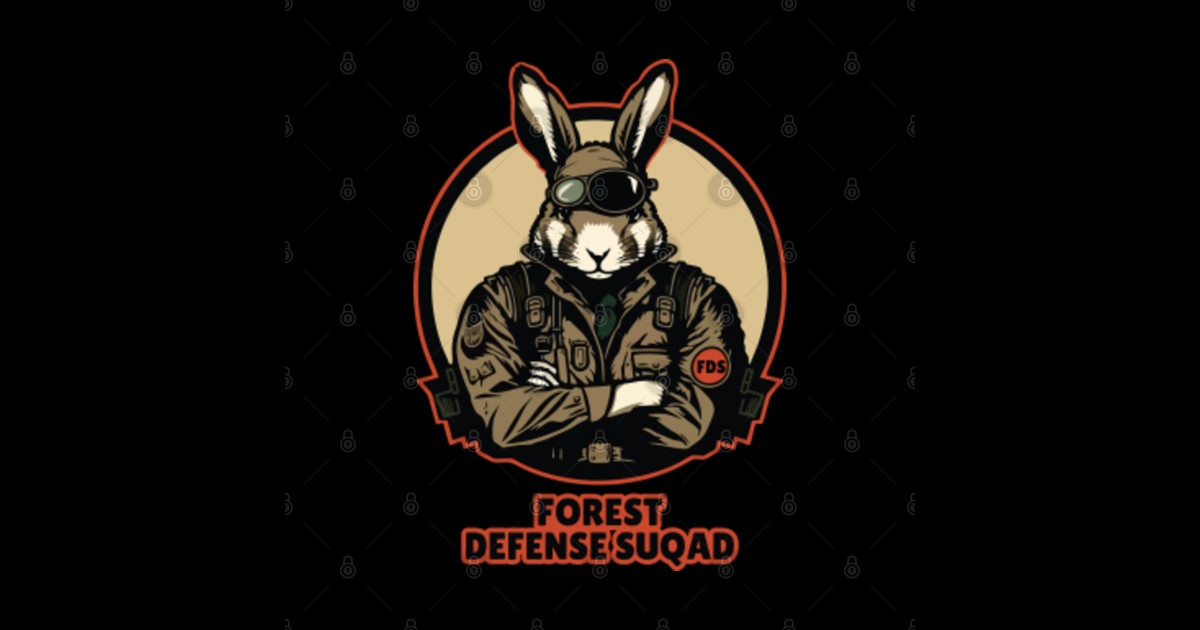 forest defense squad - military rabbit - Forest Defense Squad - Sticker ...