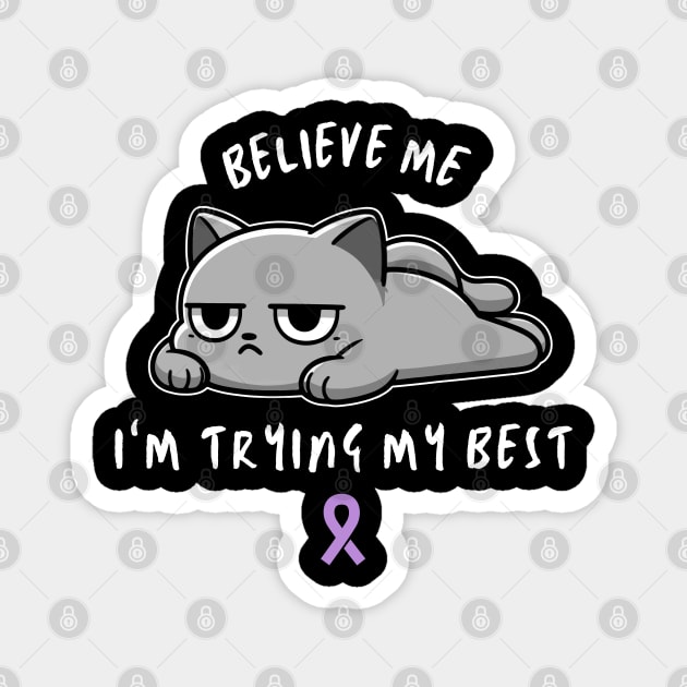 Lupus Warrior Cat With Awareness Ribbon - Lupus - Magnet | TeePublic