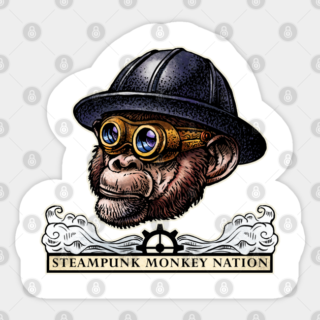 Steampunk Monkey Nation - Monkey - Sticker | TeePublic