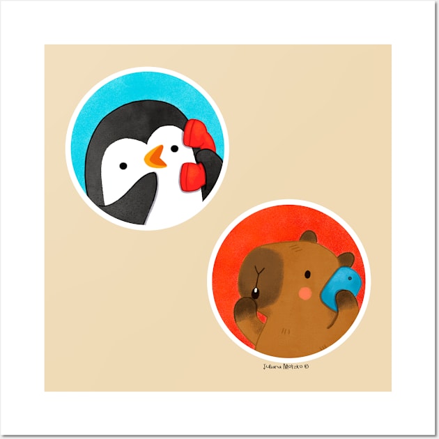 Penguin talking with Capybara on the phone - Penguin And Capybara On ...
