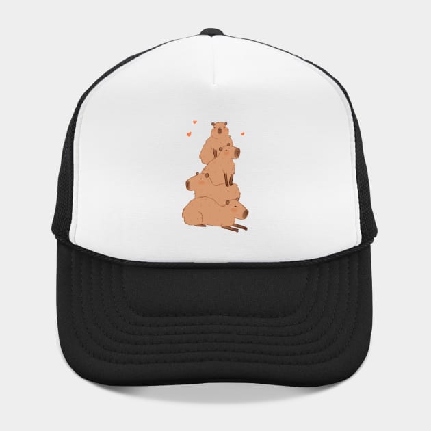 Capybara pile - a cute stack of Capybaras - Capybara Art - Hat | TeePublic