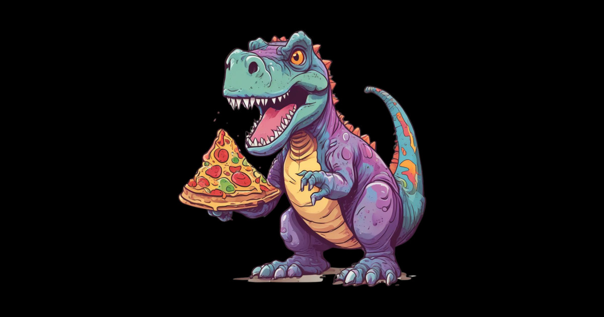 dinosaur eating pizza pizzasaurus t-rex - Pizzasaurus Dinosaur Eating ...