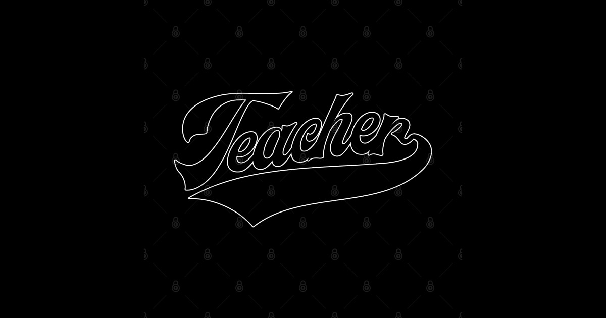 Teacher Script 2 Black Font - Teachers - Sticker | TeePublic