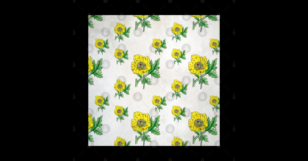 yellow poppy pattern - Yellow Poppy Pattern - Sticker | TeePublic