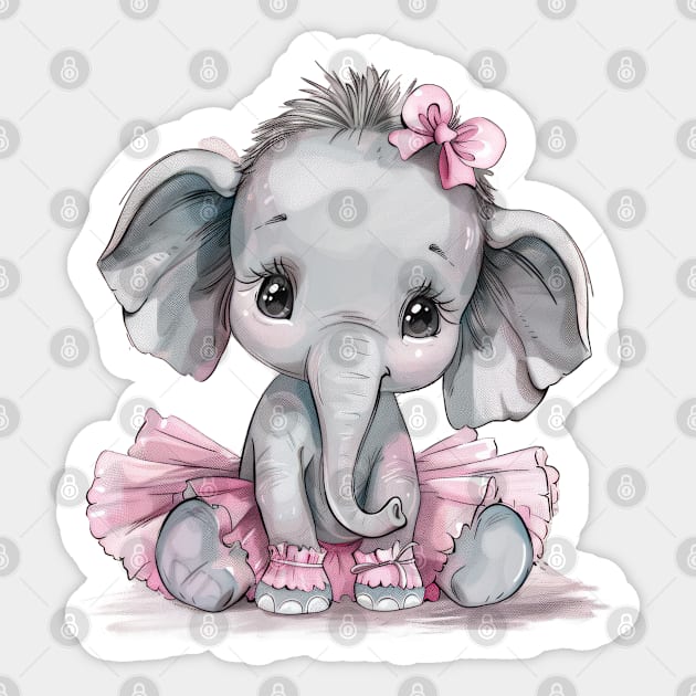 Tutu Cute Baby Elephant - Elephant In A Tutu - Sticker | TeePublic